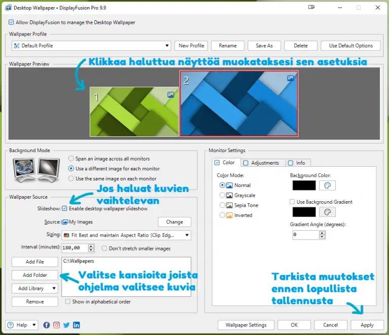Taustakuvan hallinta ja vaihtelu Windowsilla